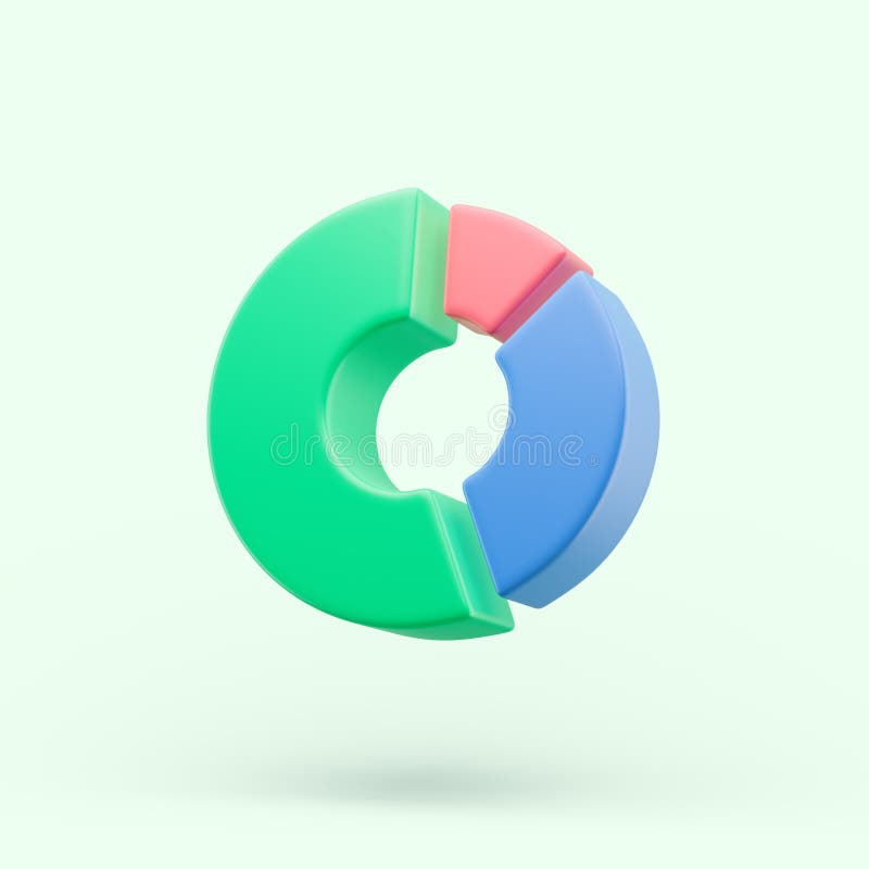 Circle Diagram Graph Icon. Simple 3d Render Illustration on Pastel ...