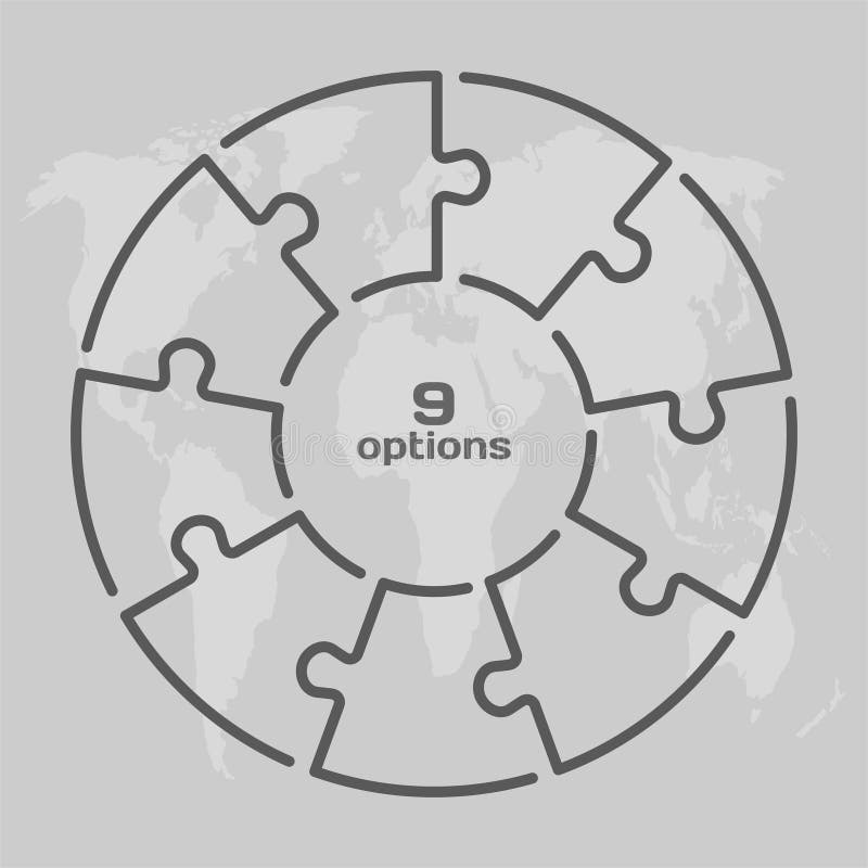 Circle Diagram Infographic in 9 Steps or Options Stock Illustration ...