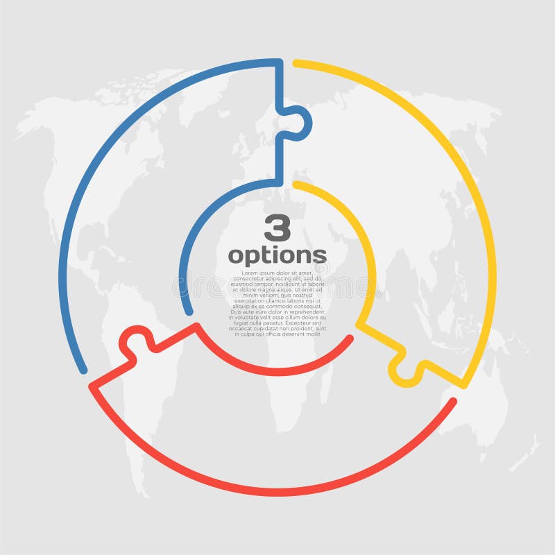 Circle Diagram Infographic in 3 Steps or Options Stock Illustration ...