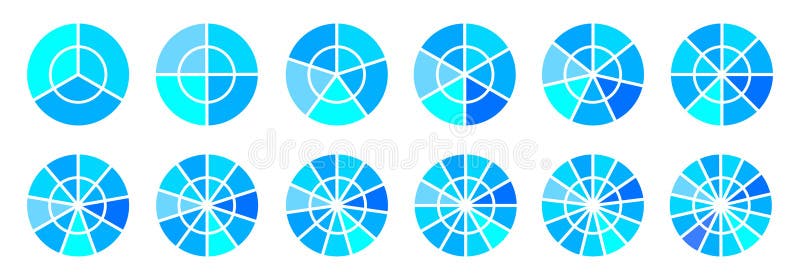 Circle Diagram with Sections or Parts. Circular Blue Pie Chart Diagram ...