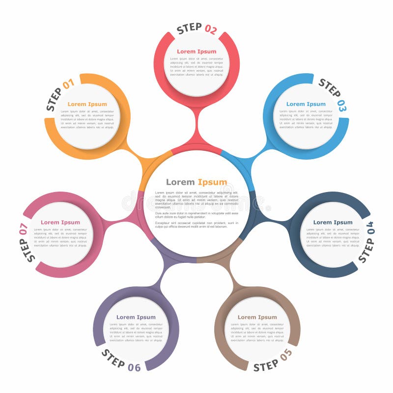 Circle Diagram Seven Elements Stock Vector - Illustration of minimal ...