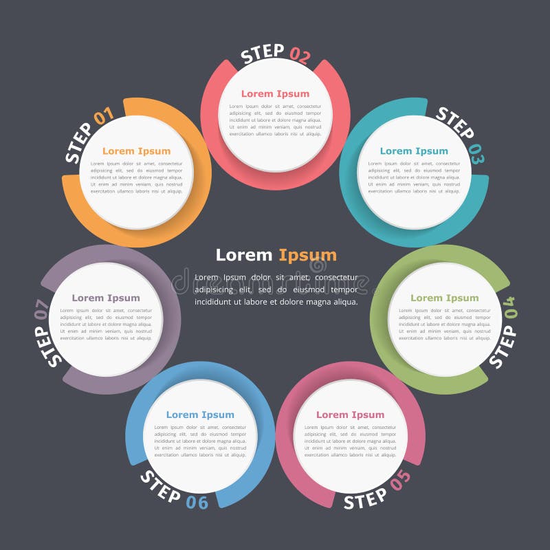Circle Diagram Seven Elements Stock Vector - Illustration of ...