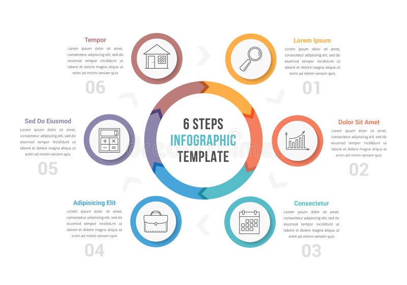 Circle Diagram with Six Steps Stock Vector - Illustration of infochart ...