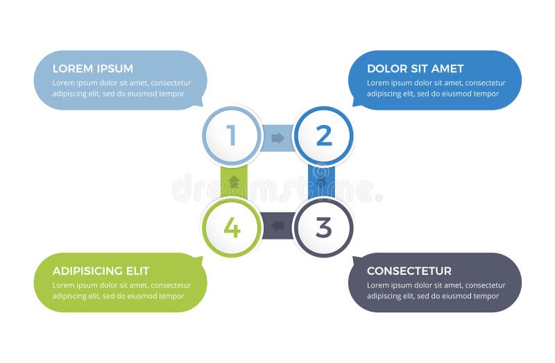 Circle Diagram Template with Four Elements Stock Vector - Illustration ...