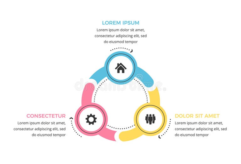 Circle Diagram Template - Three Elements Stock Vector - Illustration of ...