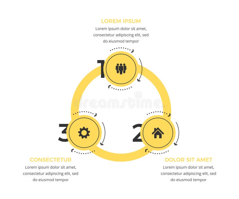 Circle Diagram Template - Three Elements Stock Vector - Illustration of ...