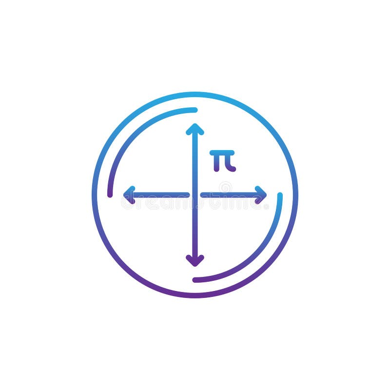 Circle Diameter Vector Icon Symbol Education Isolated on White ...