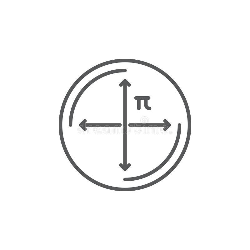 Circle Diameter Vector Icon Symbol Education Isolated on White ...