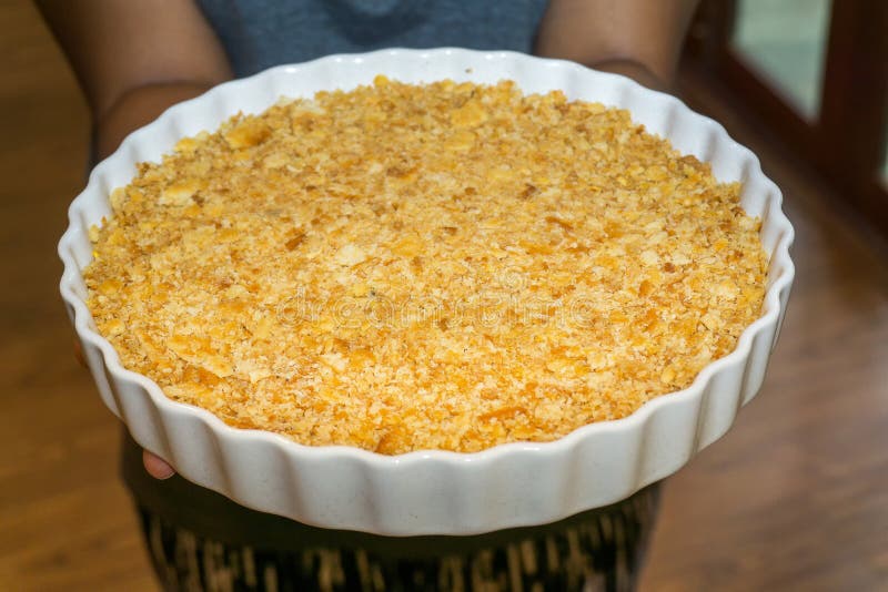 The Circle Dish of Cracker Crust in Hand Stock Photo - Image of baked ...