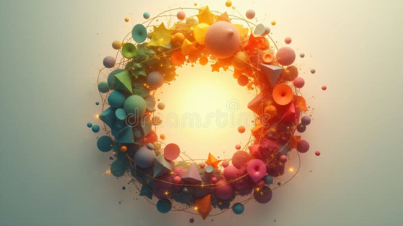 Circle of Diverse Shapes Symbolizing Inclusion and Unity Stock Image ...