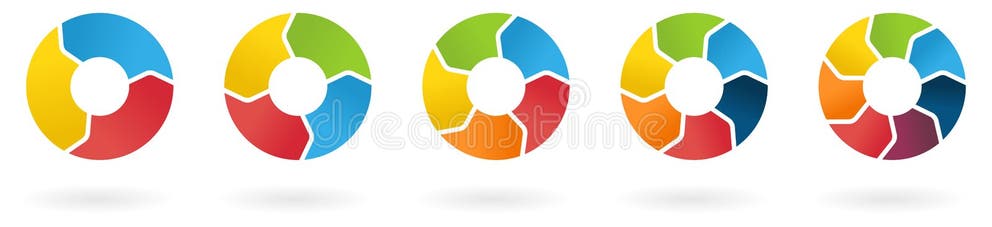 Circle Divided into Equal Steps Segments, Version with Coloured Three ...