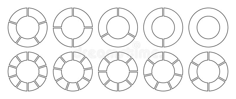 Circle Divided into Two To Seven Equal Parts, Simple Pie Chart ...