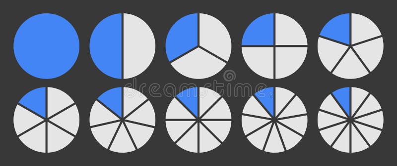 Circle Divided into 1-10 Parts in Blue Colour Stock Vector ...
