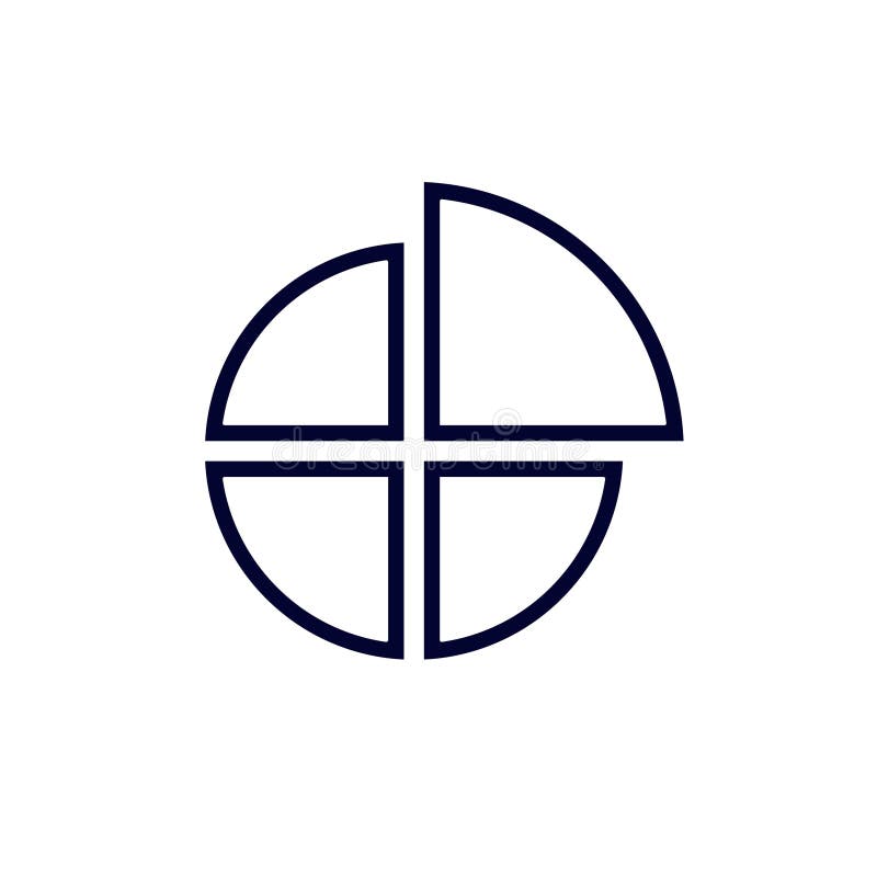 Circle Divided into Quarters with Thick Dark Lines in a Geometric Style ...