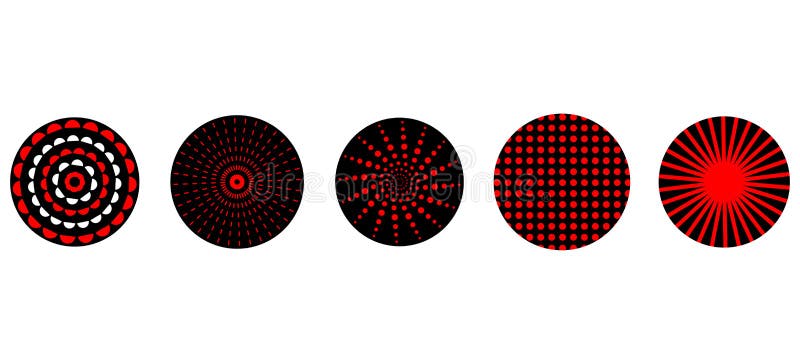 Circle Dot Geometry Red Color Design Vector Illustration. Set of ...