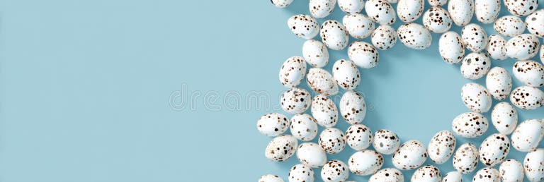 Circle of Dotted Eggshell Shapes on Soft Pastel Blue Background ...