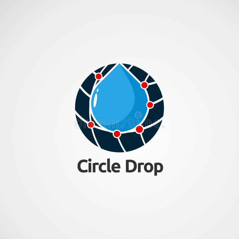 Circle Drop Logo Vector with Red Dot Techno Concept, Icon, Element, and ...