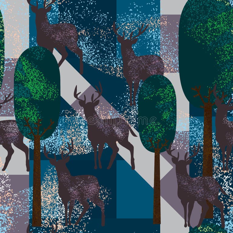 Seamless Deer Pattern Stock Illustrations – 25,727 Seamless Deer ...