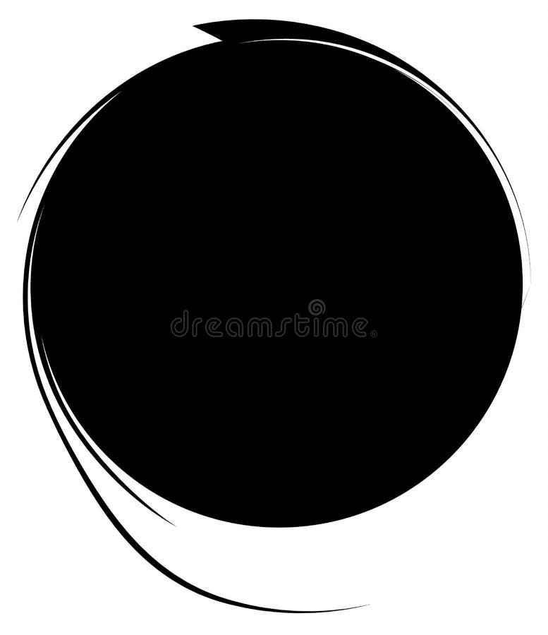 Circle with Dynamic Swoosh Line Frame. Monochrome Circular Element ...