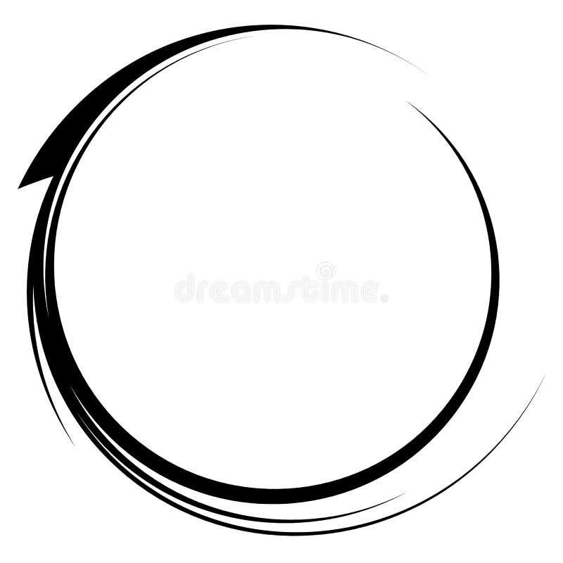 Circle with Dynamic Swoosh Line Frame. Monochrome Circular Element ...