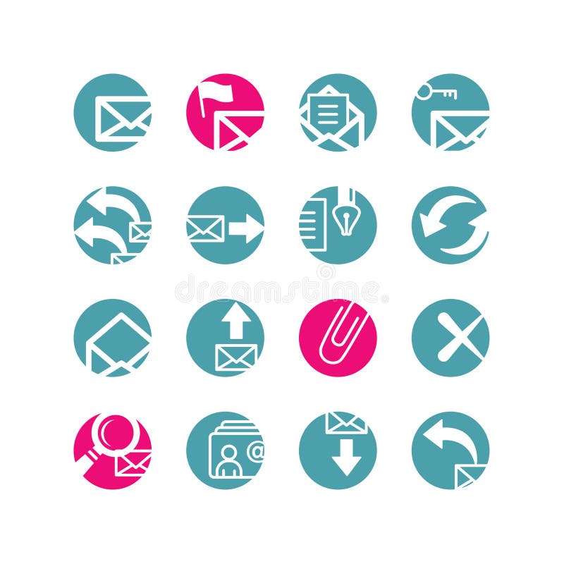 E-mail Web Icons, Orange and Gray Contour Series Stock Vector ...