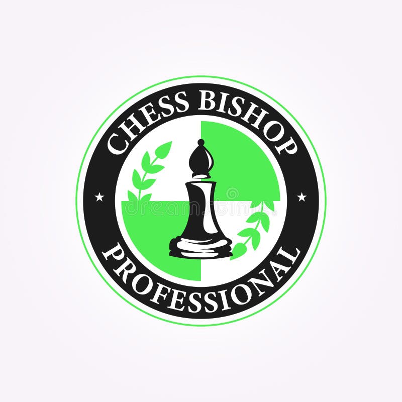 Circle Emblem Chess Bishop Logo Template. Wheat Elements in Vintage ...