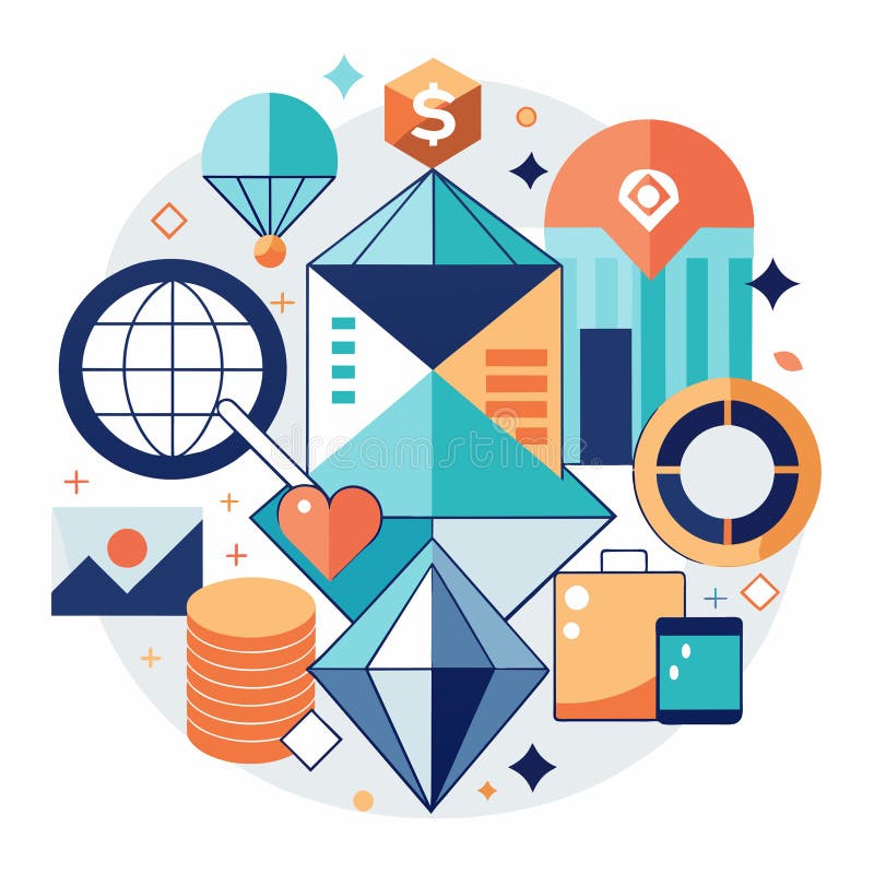 A Circle Filled with a Variety of Different Objects and Shapes, a Logo ...