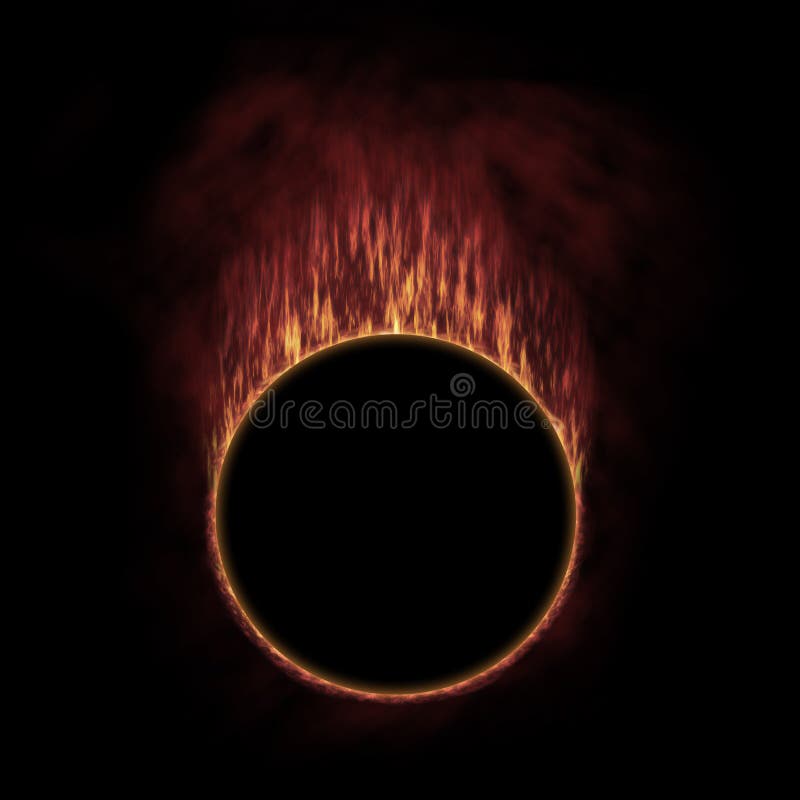 Circle Of Fire With Colorful Flames And Neon Lights Stock Vector ...