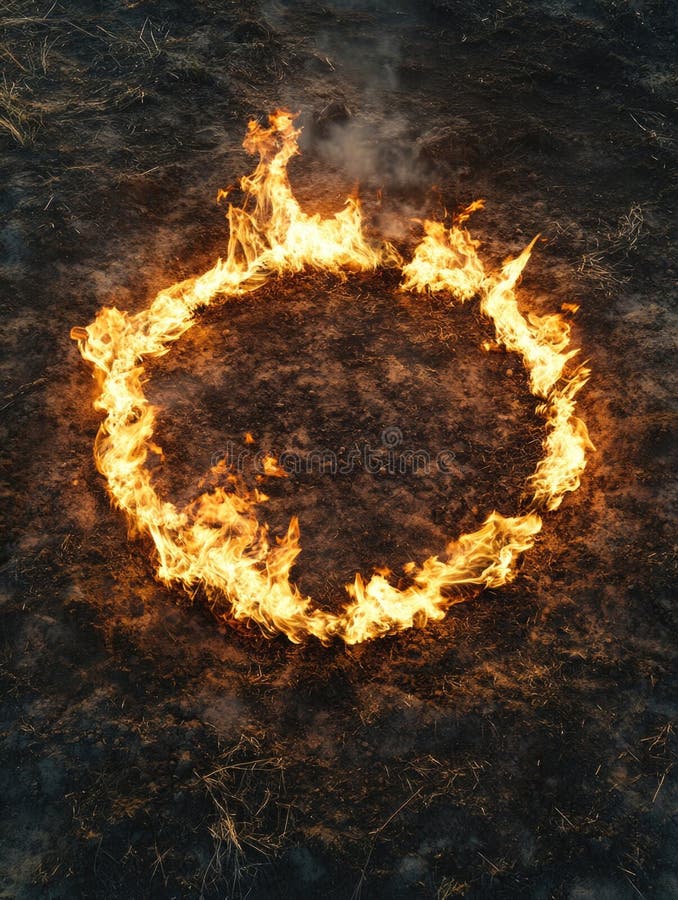 Circle of Fire in Field stock image. Image of nature - 375333003