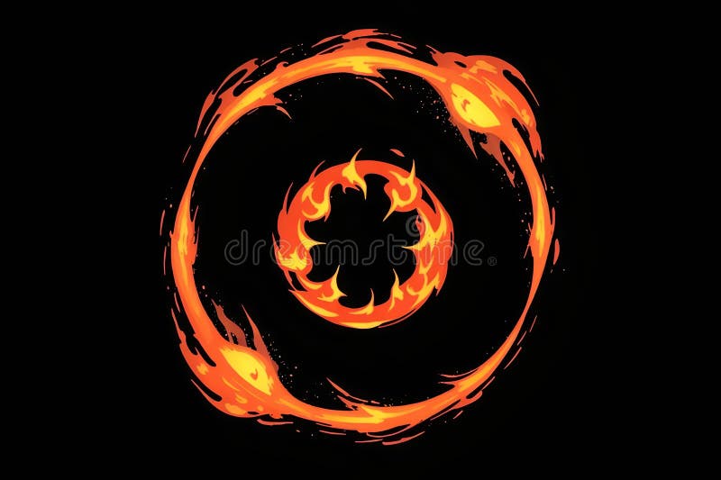 Circle Fire Flame Pattern on Dark Background Stock Illustration ...