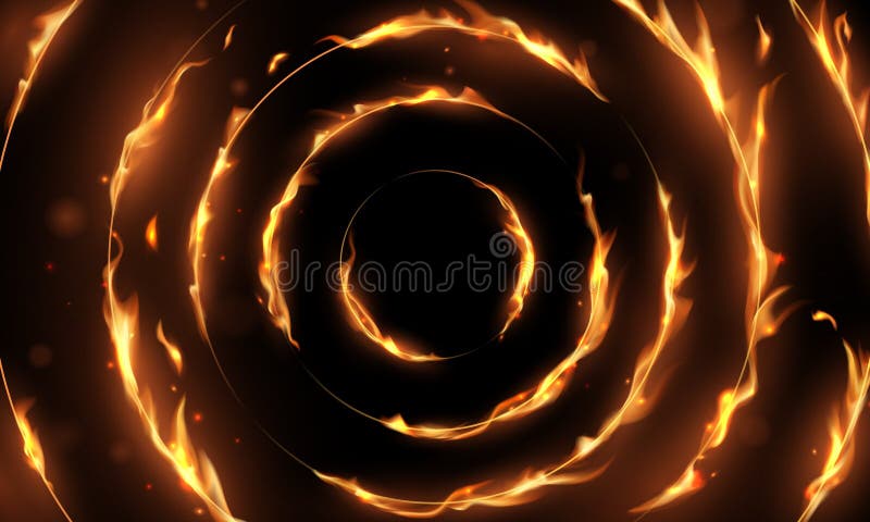 Circle Fire Flames, Burning Rings, Hell Sparkles Stock Illustration ...