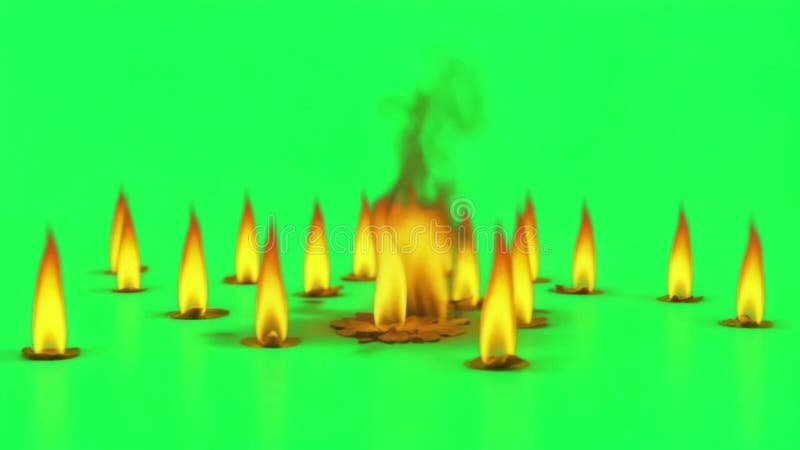 Circle of Fire Flames with Green Screen Background Stock Video - Video ...