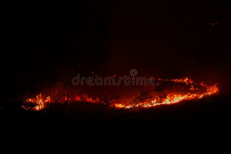 A Circle of Fire on the Ground in the Dark Stock Image - Image of dark ...