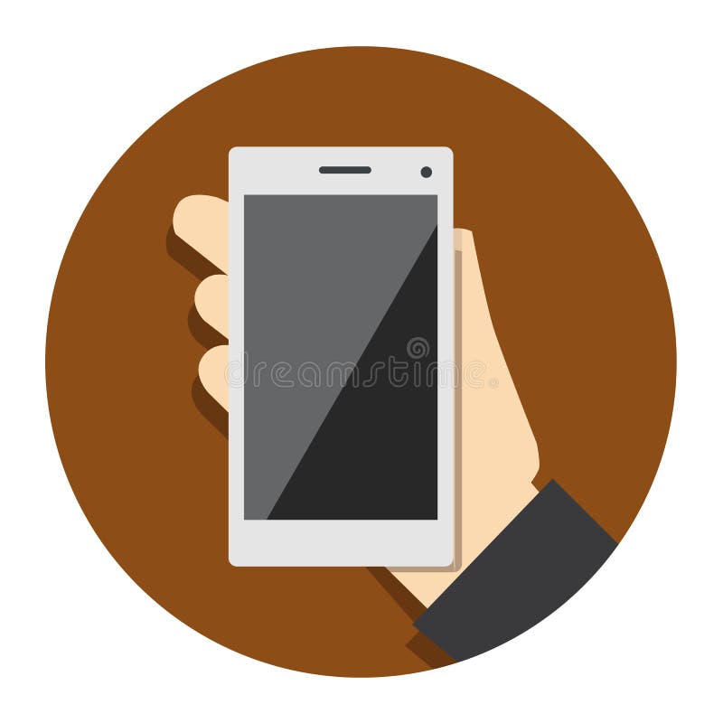 Circle Flat Icon Hand Mobile Stock Vector - Illustration of icon, media ...