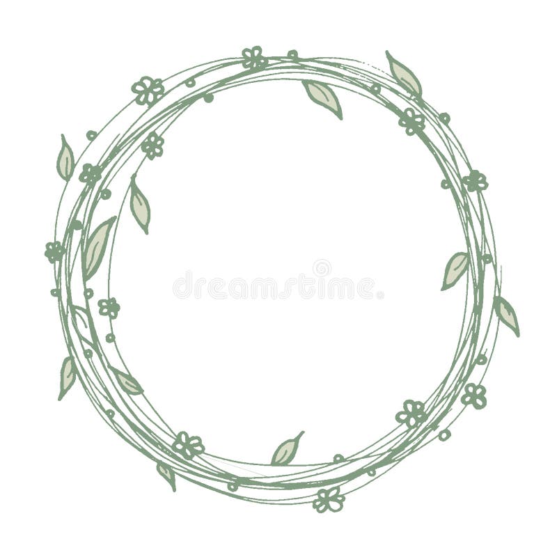 Circle Flora Decoration Frame Template Background In Line Art Drawing ...