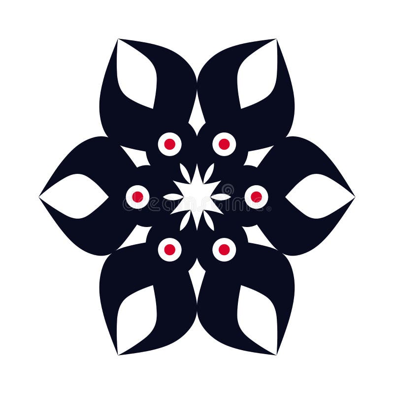 Circle Floral Alpona Template Stock Vector - Illustration of circle ...