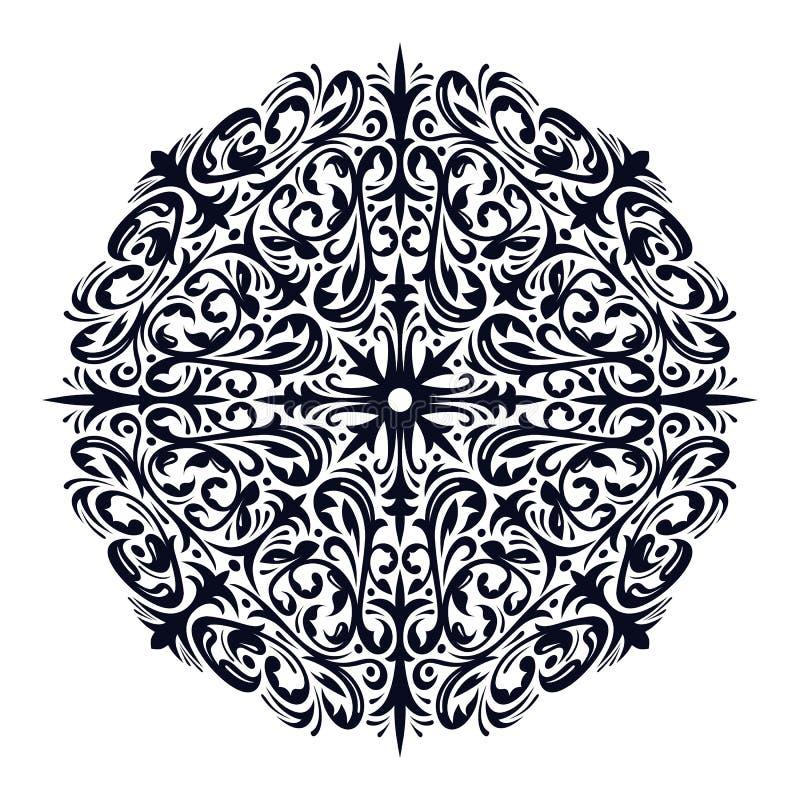 Circle Floral Alpona Template Stock Vector - Illustration of pattern ...