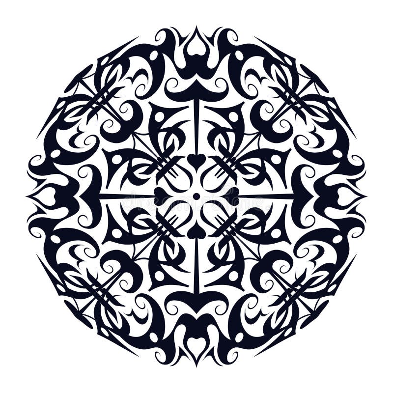 Circle Floral Alpona Template Stock Vector - Illustration of kolam ...