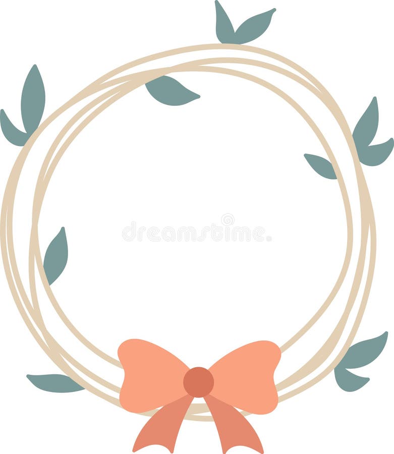 Circle Floral Frame with Bow Stock Vector - Illustration of element ...