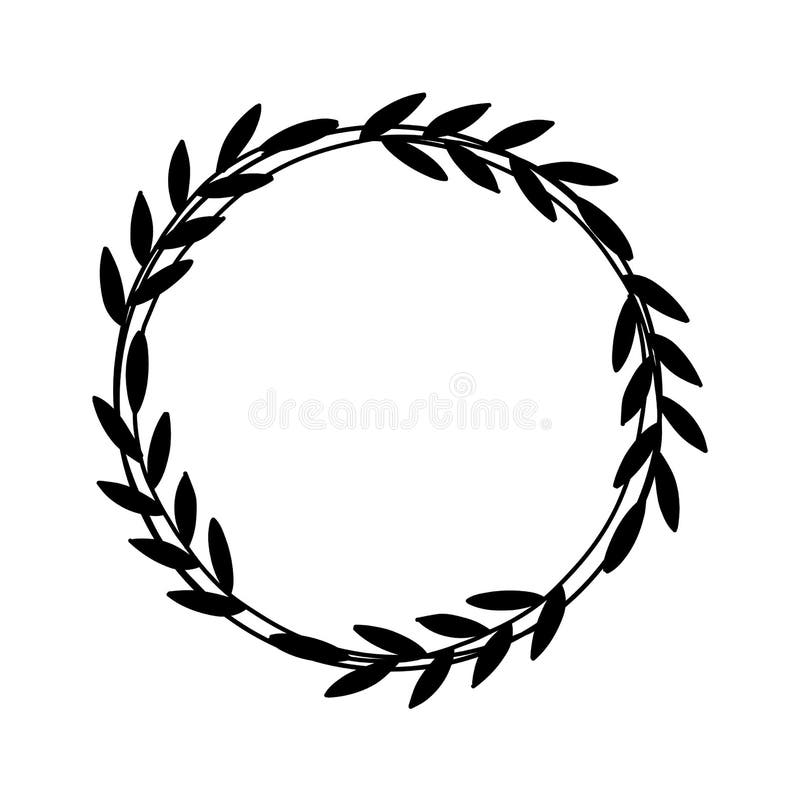 Circle Floral Wreath. Wedding Round Botanical Frame with Leaves. Vector ...