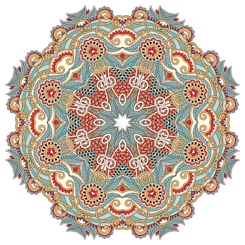 Circle Flower Ornament, Ornamental Round Lace Stock Vector ...