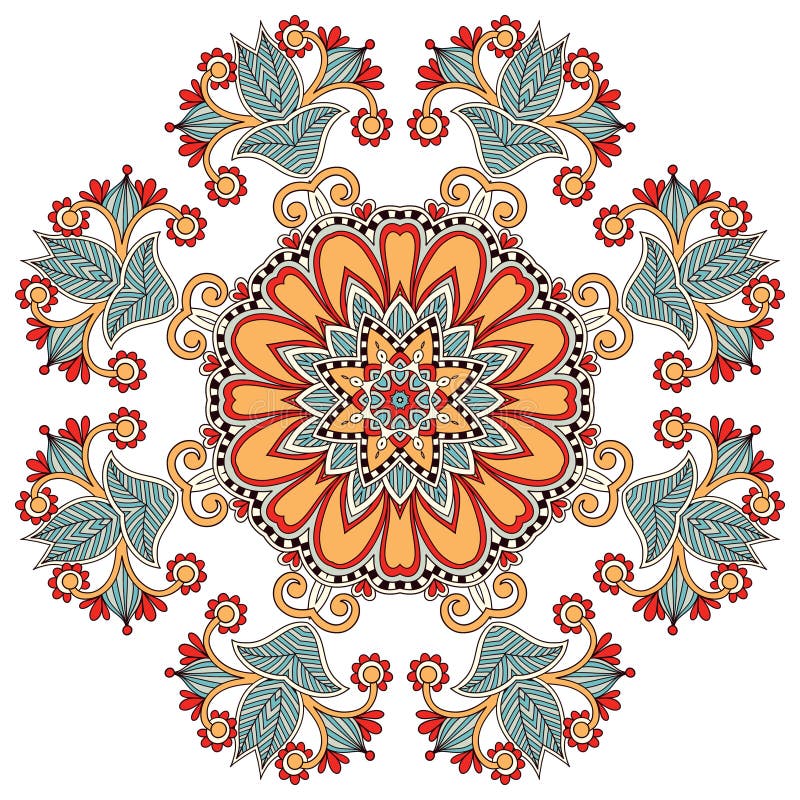 Circle Flower Ornament, Ornamental Round Lace Stock Vector ...