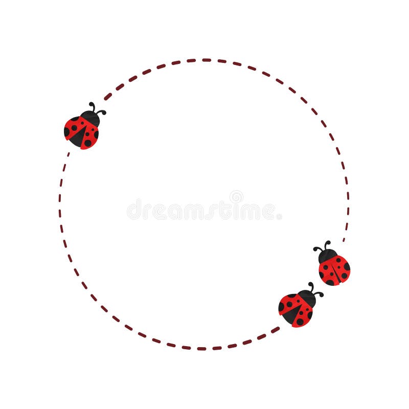 Circle Flying Ladybug Trail Frame Clipart Vector Illustration Stock ...
