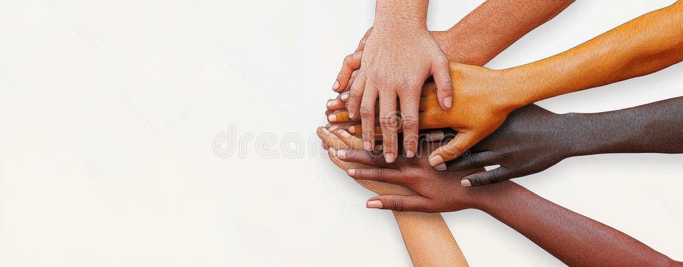 A Variety of Diverse Hands Coming Together in Unity and Collaboration ...