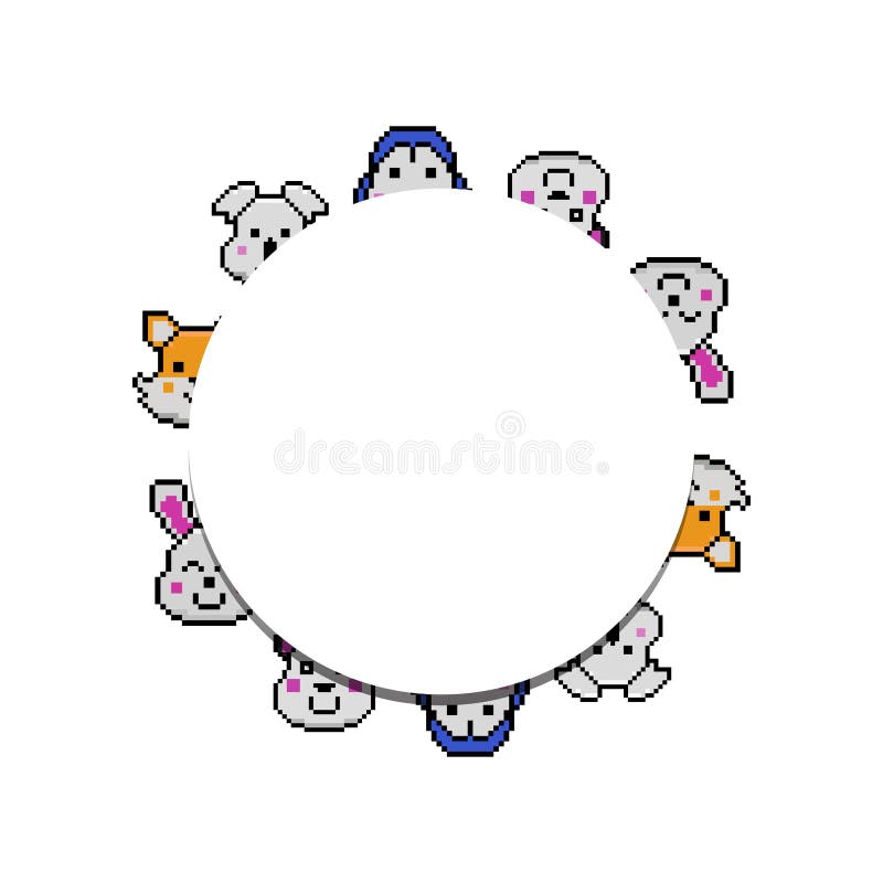 Circle Frame Halloween Pixel Art Design Stock Vector - Illustration of ...