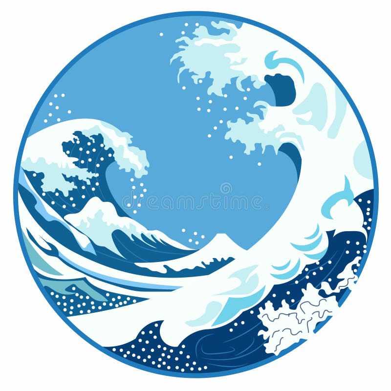 Circle Frame Background with Blue Sea Ocean Water Waves in Summer Stock ...