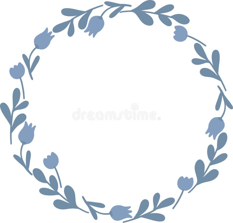 Circle Frame Blue Flowers Tulips Flat Design Stock Vector ...