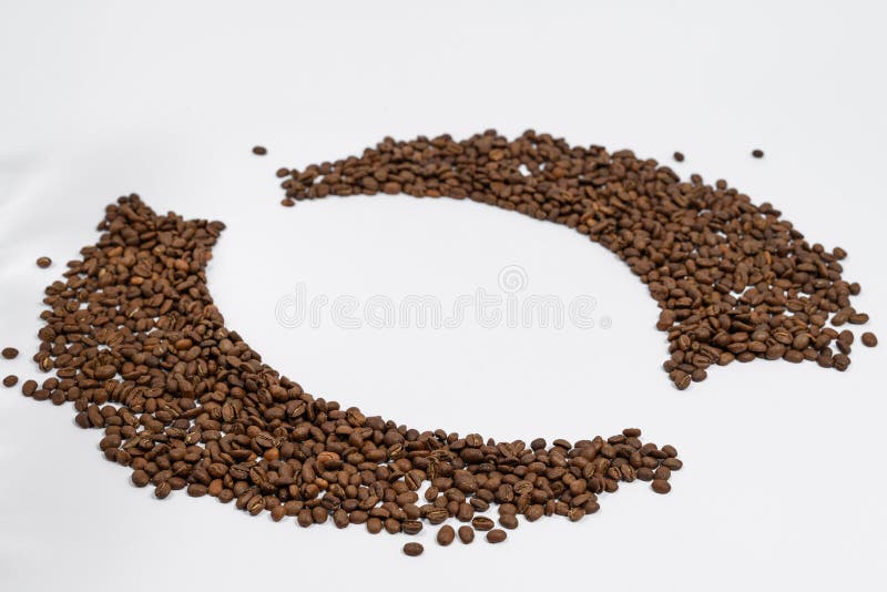 Circle Frame of Coffee Beans Isolated on White Background, Example for ...
