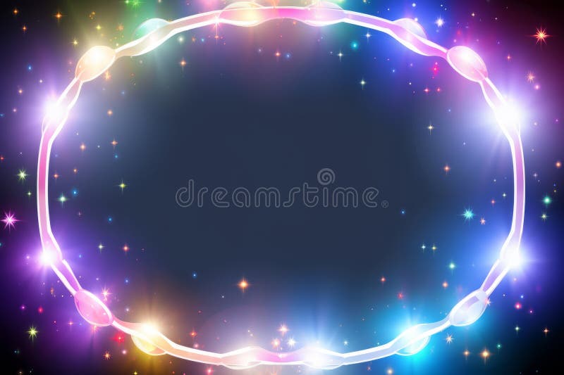 A Circle Frame with Colorful Lights on a Black Background Stock ...
