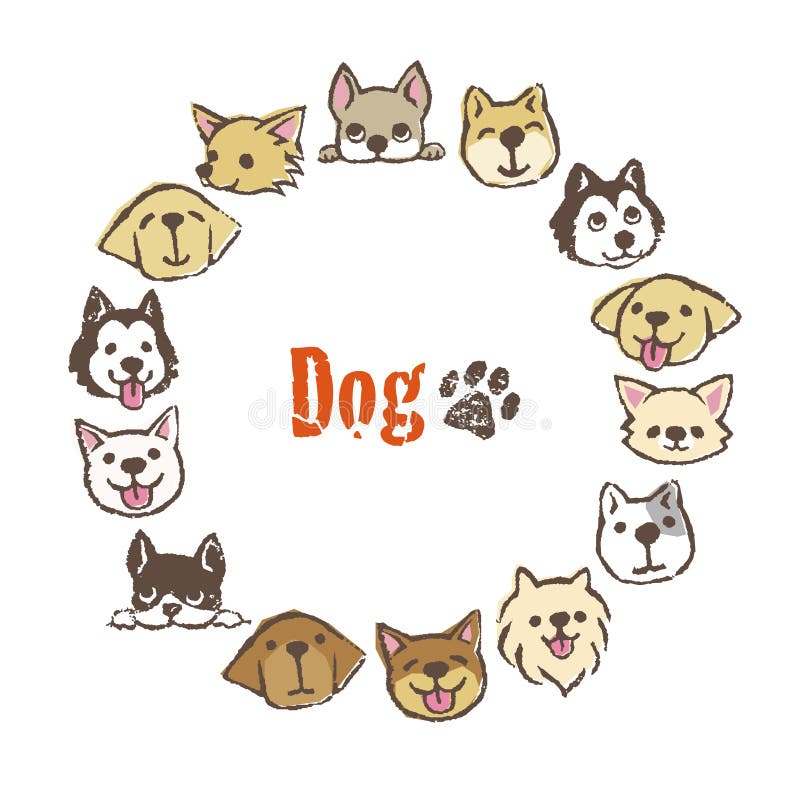 Circle Frame with Cute Dogs, Frame Design Stock Vector - Illustration ...